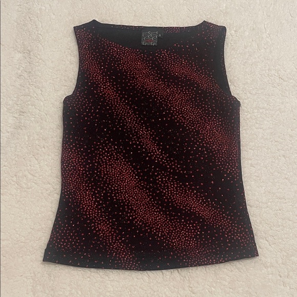 MCM | Tops | Y2k Sparkle Black And Red Dotted Tank Top | Poshmark